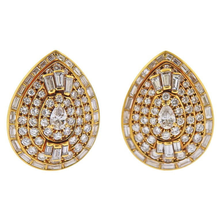 David Webb Diamond Gold Earrings For Sale at 1stDibs