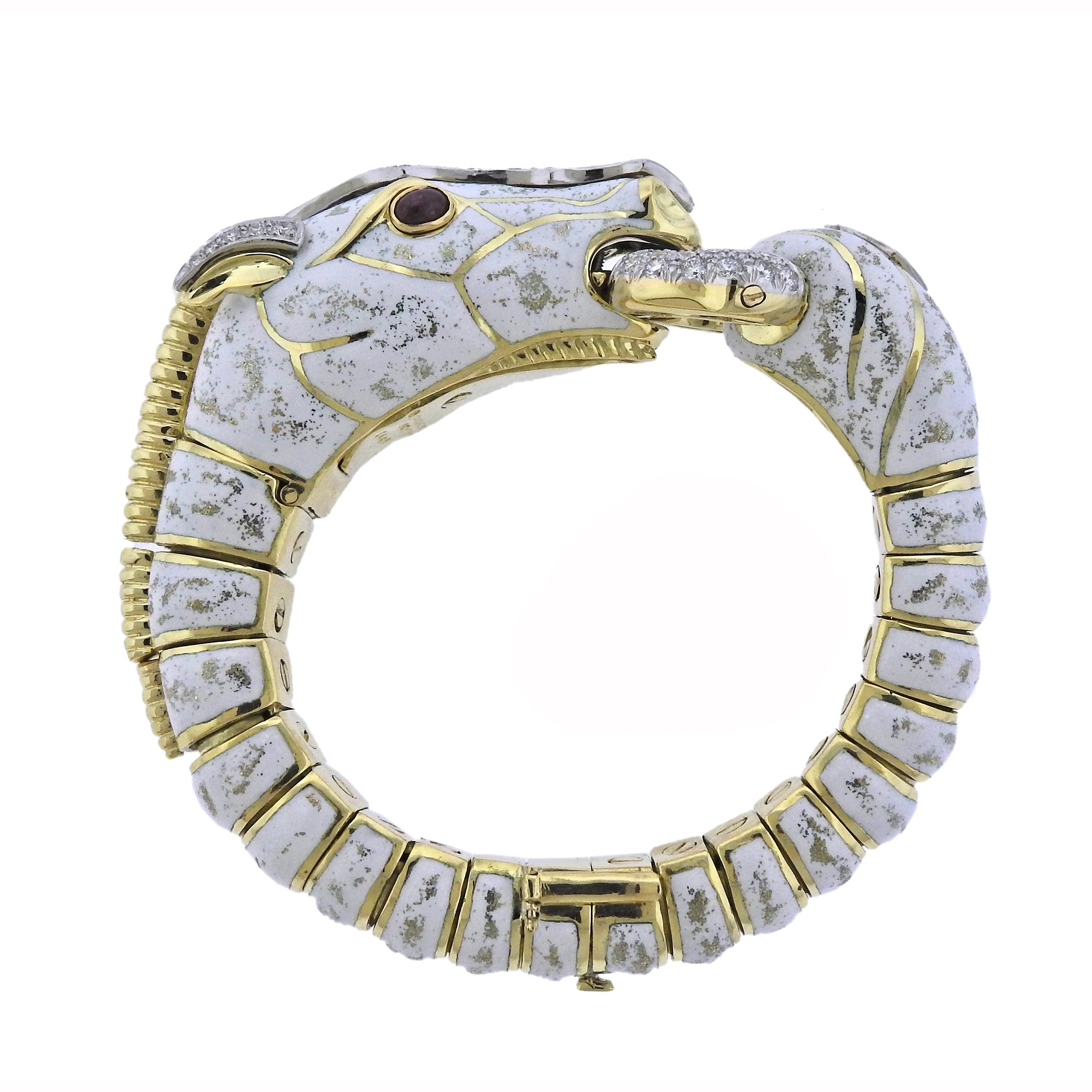 David Webb Pearl Onyx Diamond Gold Platinum Bracelet at 1stDibs