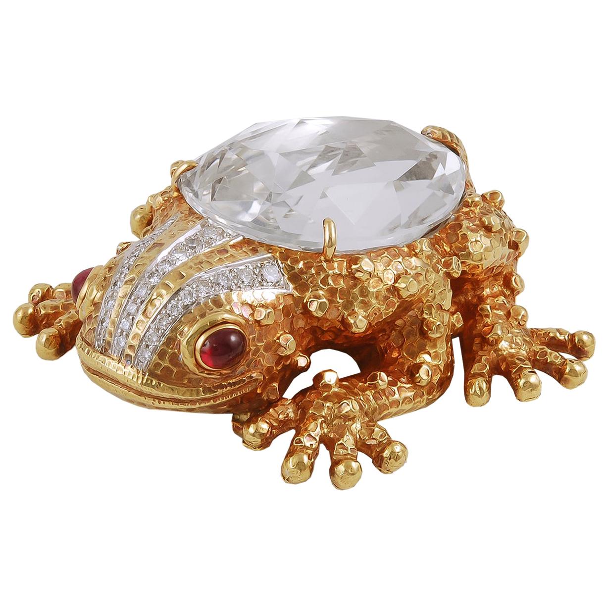David Webb Diamond, Ruby Rock Crystal Frog Brooch at 1stDibs | david ...