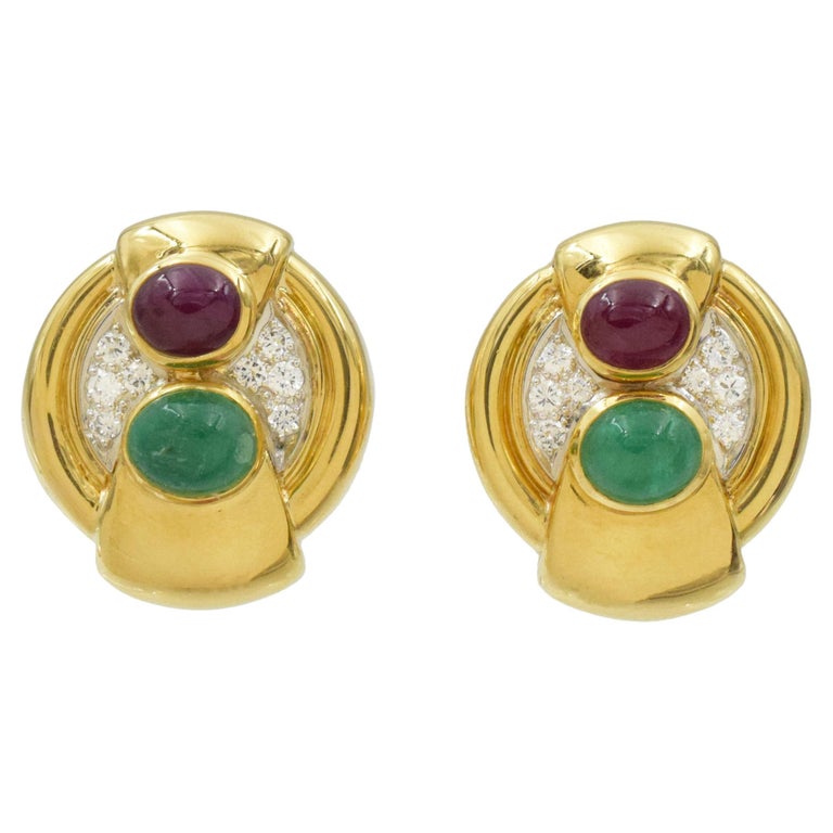 David Webb Gemstone and Diamond Earrings For Sale at 1stDibs
