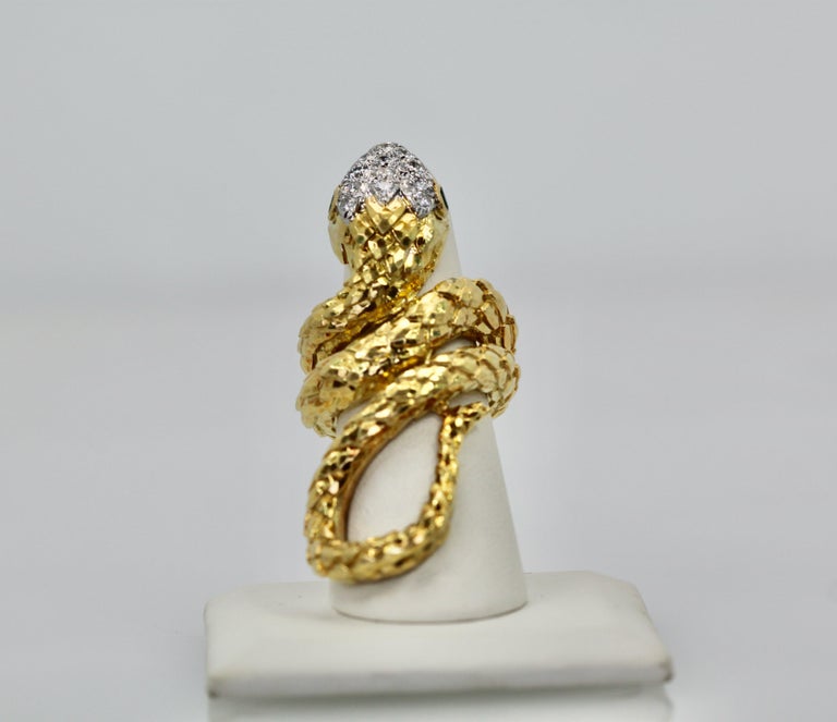 David Webb Gold Diamond Snake Ring For Sale at 1stDibs