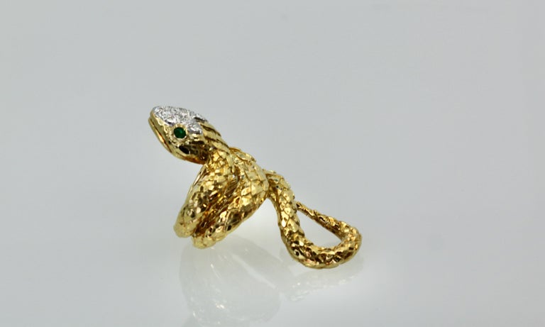 David Webb Gold Diamond Snake Ring For Sale at 1stDibs