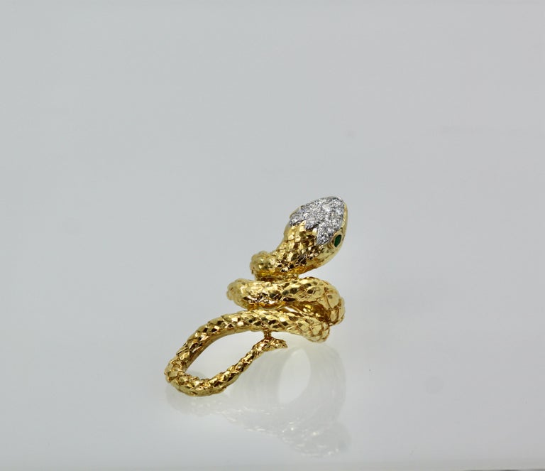 David Webb Gold Diamond Snake Ring For Sale at 1stDibs