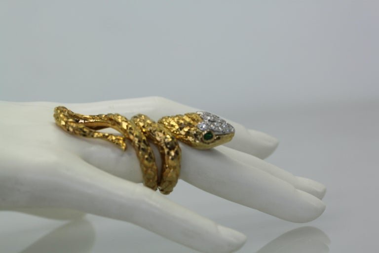 David Webb Gold Diamond Snake Ring For Sale at 1stDibs