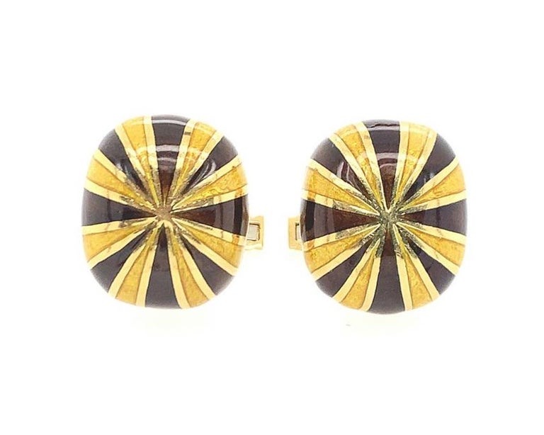 David Webb Gold Enamel Cufflinks at 1stDibs