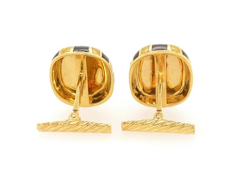 David Webb Gold Enamel Cufflinks at 1stDibs