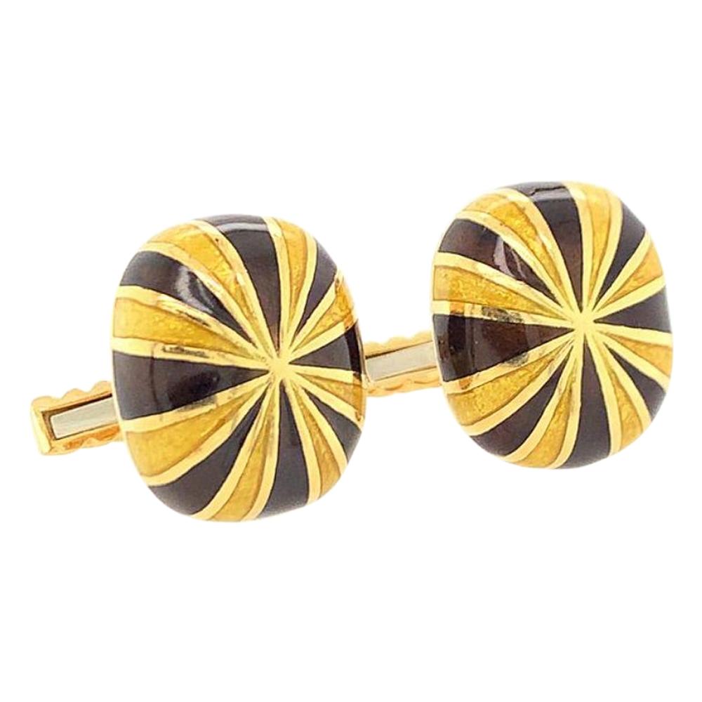 David Webb Gold and Enamel Cufflinks For Sale at 1stDibs
