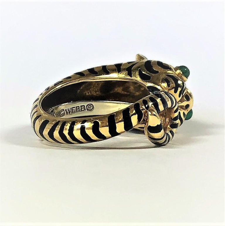 David Webb Gold Tiger Ring with Cabochon Emerald Eyes For Sale at ...