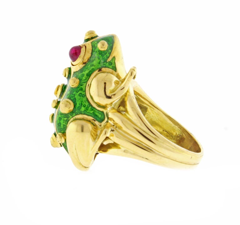 David Webb Green Enamel Gold Frog Ring at 1stDibs | david webb large ...