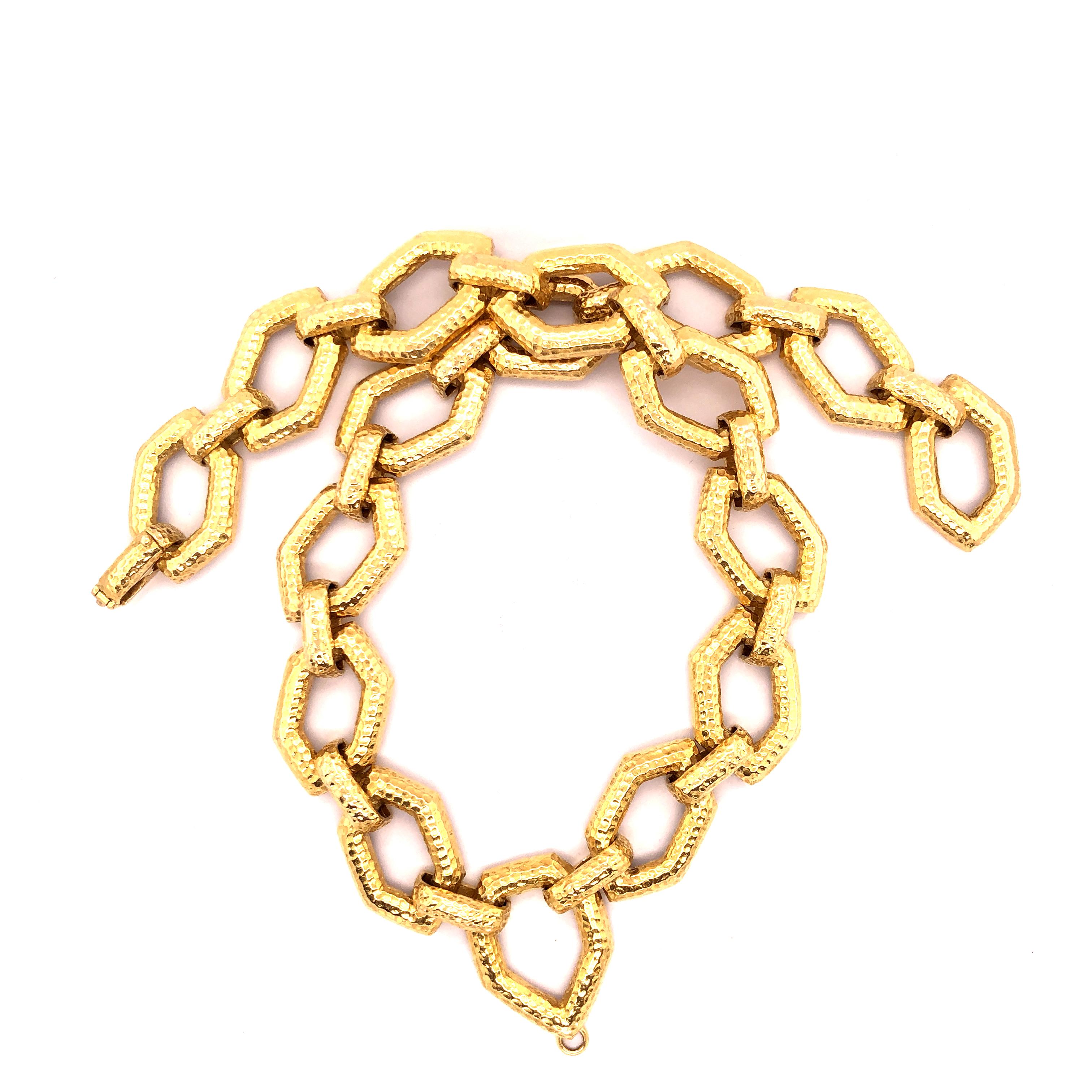 David Webb Heavy Hex Link Necklace at 1stDibs