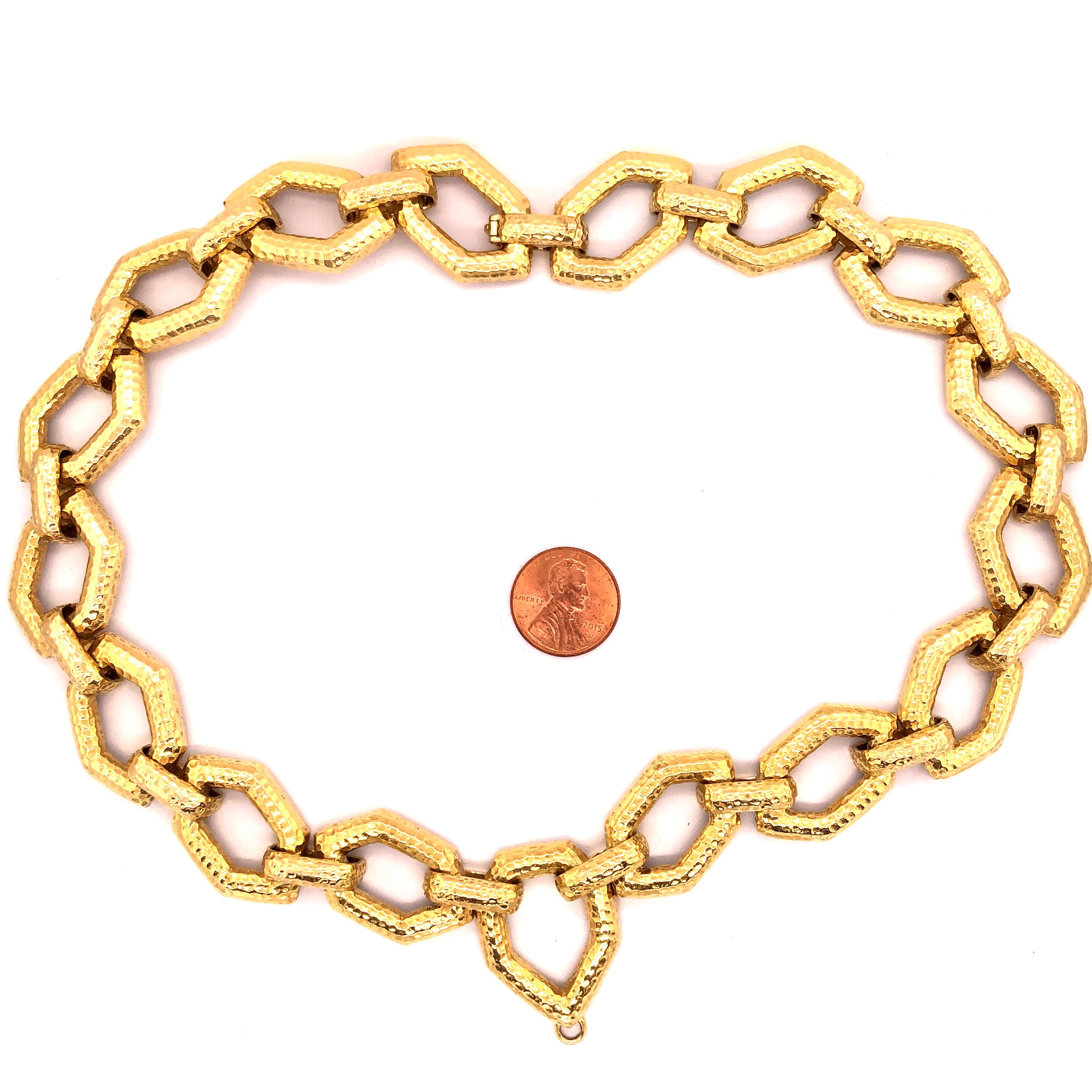 David Webb Heavy Hex Link Necklace at 1stDibs