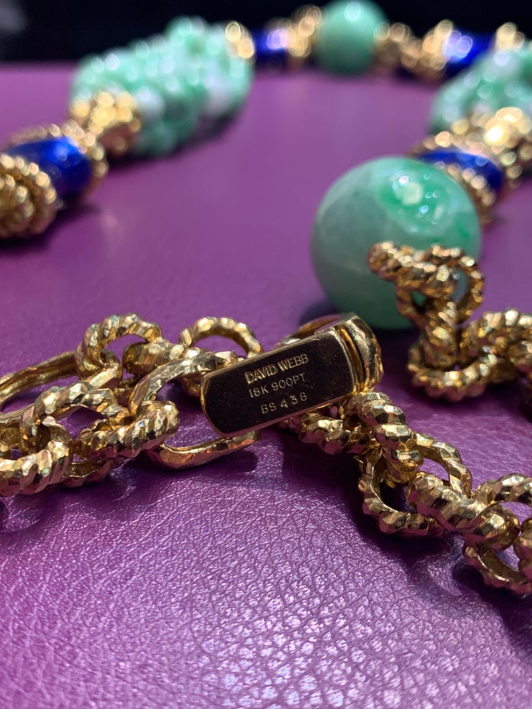 David Webb Jade, Diamond and Enamel Necklace For Sale at 1stDibs