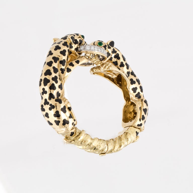 David Webb Double Leopard Bangle Bracelet in 18K Gold For Sale at 1stDibs | leopard bangle ...