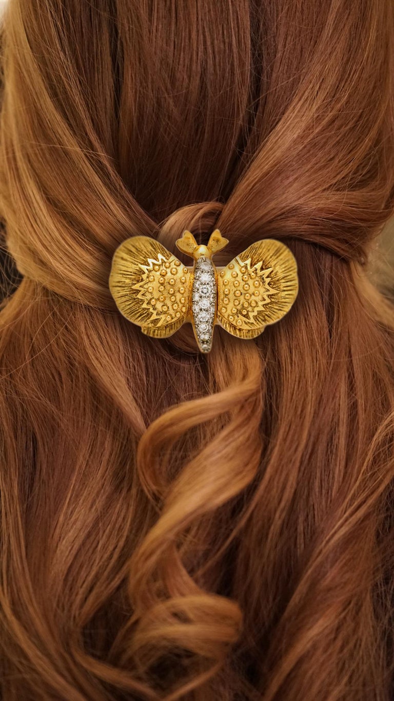 David Webb One of a Kind Diamond Butterfly Hair Clip at 1stDibs