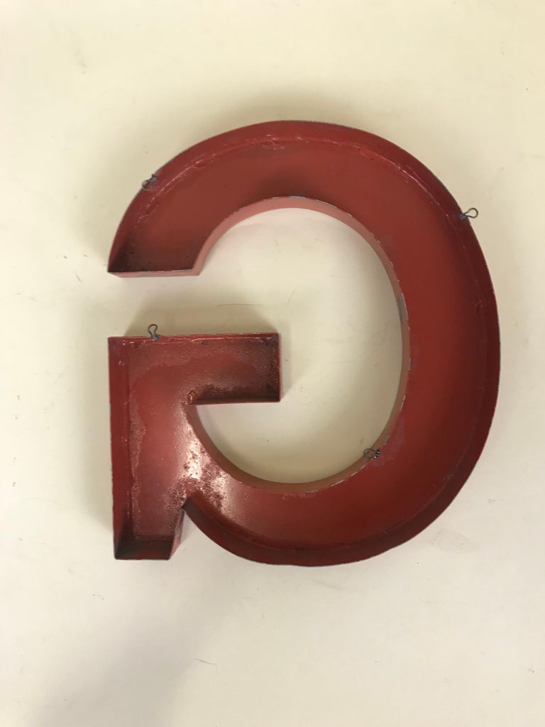 1950s Orange Metal Vintage French Capital Letter G Sign at 1stDibs