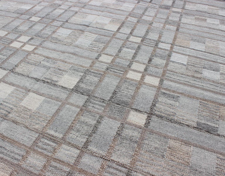 Geometric Stripe Block Modern Scandinavian Flat-Weave Design Rug in ...