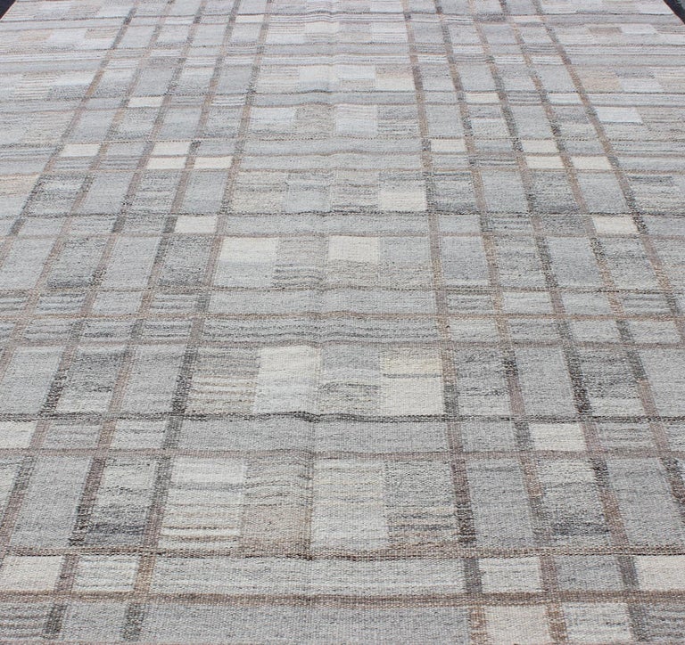 Geometric Stripe Block Modern Scandinavian Flat-Weave Design Rug in ...