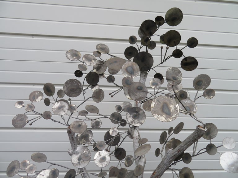 Whimsical C. Jere Chrome Raindrops Tree Mid-Century Modern at 1stDibs