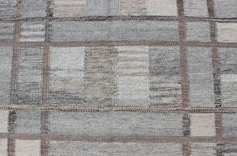 Geometric Stripe Block Modern Scandinavian Flat-Weave Design Rug in ...