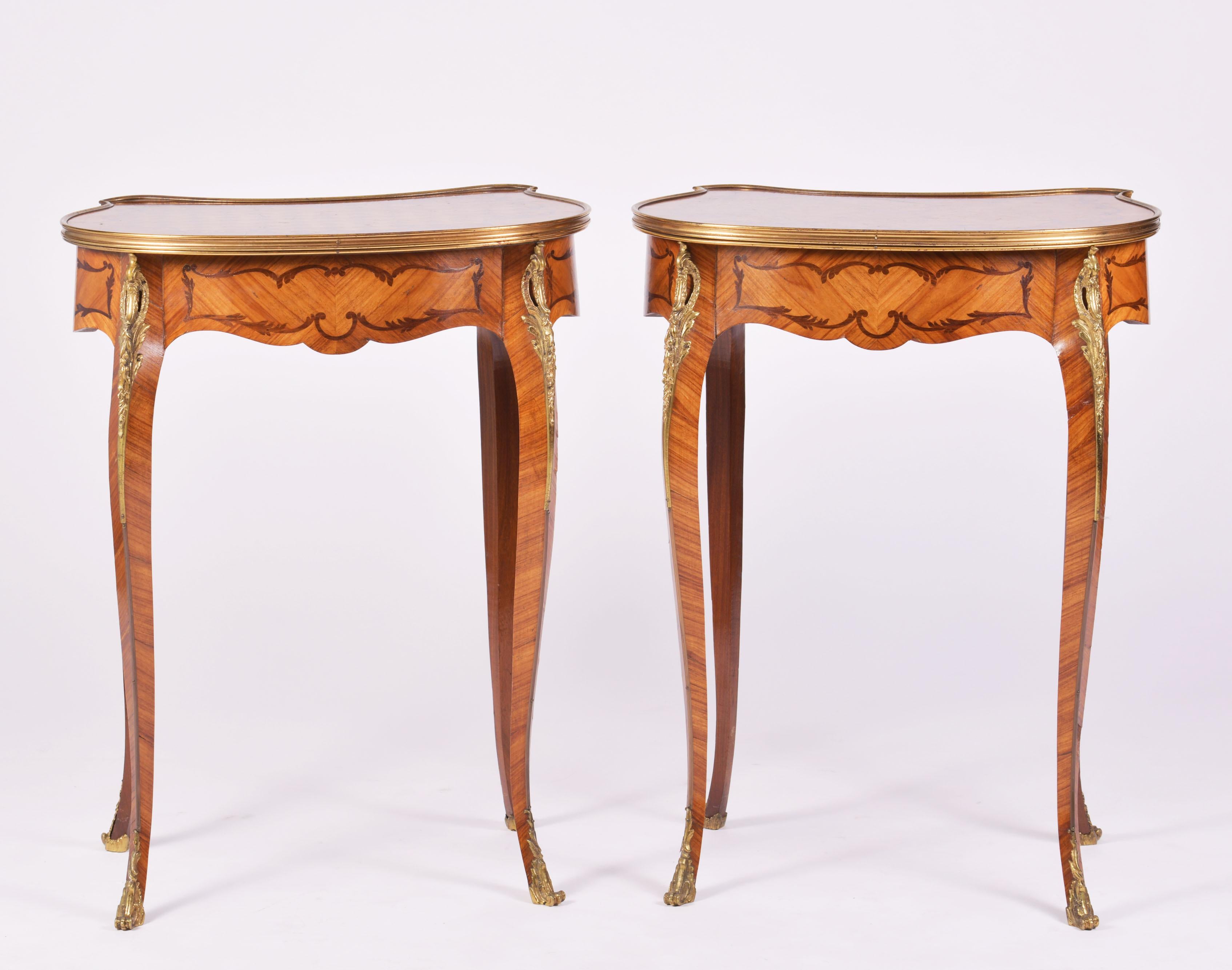 Pair of French Kidney Shaped Side Tables at 1stDibs