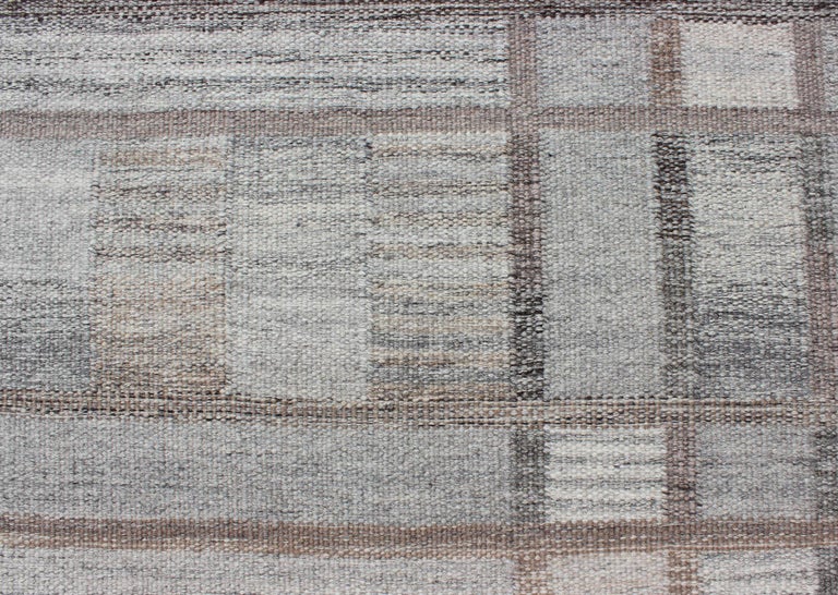 Geometric Stripe Block Modern Scandinavian Flat-Weave Design Rug in ...