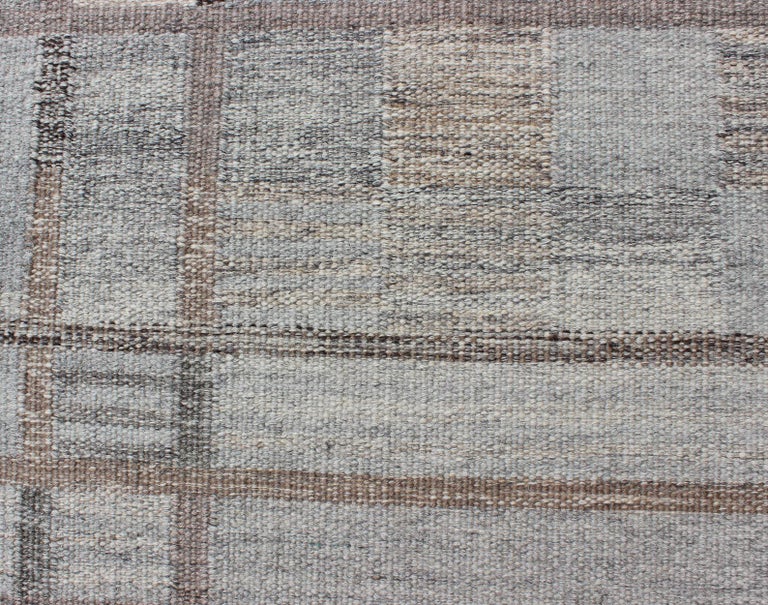 Geometric Stripe Block Modern Scandinavian Flat-Weave Design Rug in ...