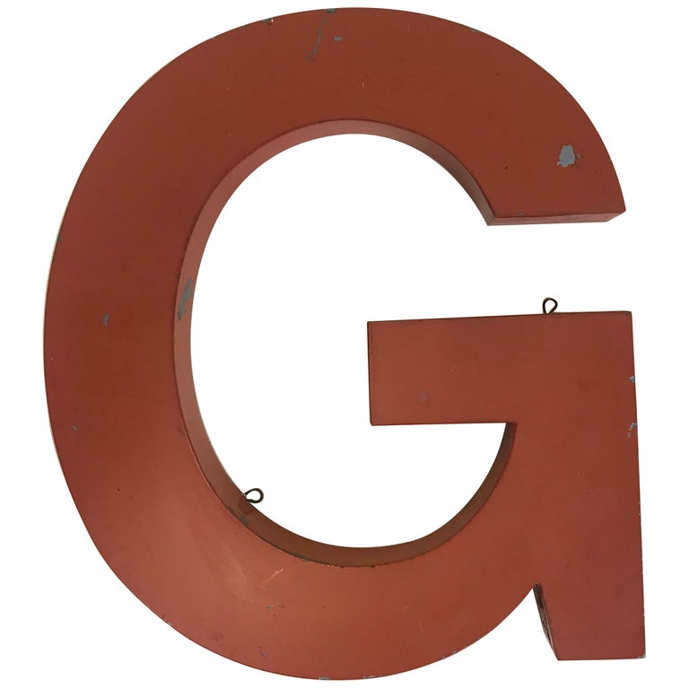 1950s Orange Metal Vintage French Capital Letter G Sign at 1stDibs