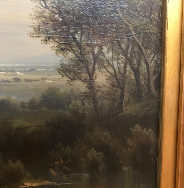 Antique Oil Painting on Board Artist SIgned Original Frame For Sale at 1stDibs