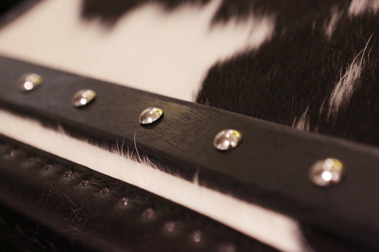 Wild Black and White Cowhide Cube Chest For Sale at 1stDibs