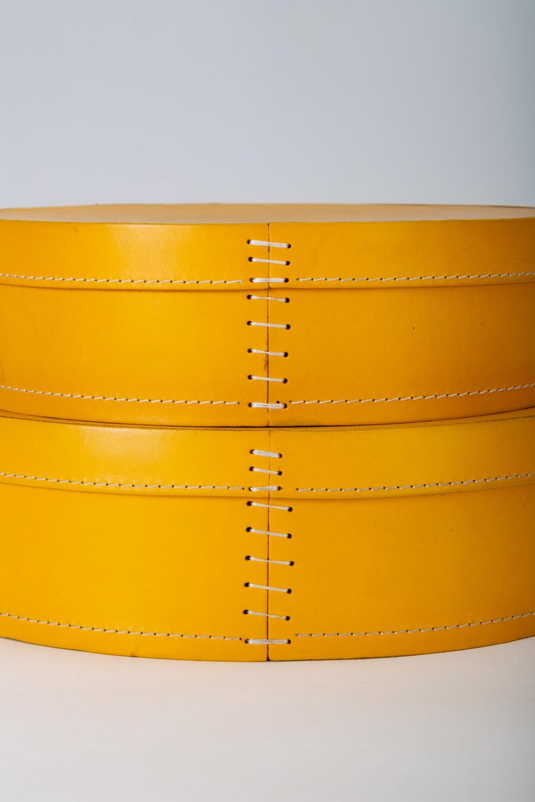 Round Leather Nesting Boxes by Arte Cuoio and Triangolo at 1stDibs