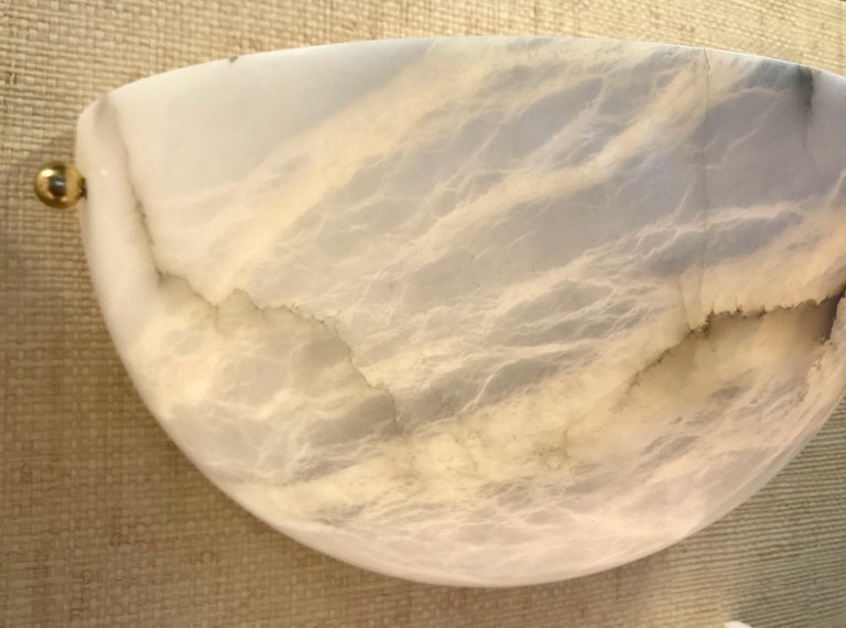 Two Pairs of Alabaster Quarter Sphere Wall Sconces by Lightolier at 1stDibs