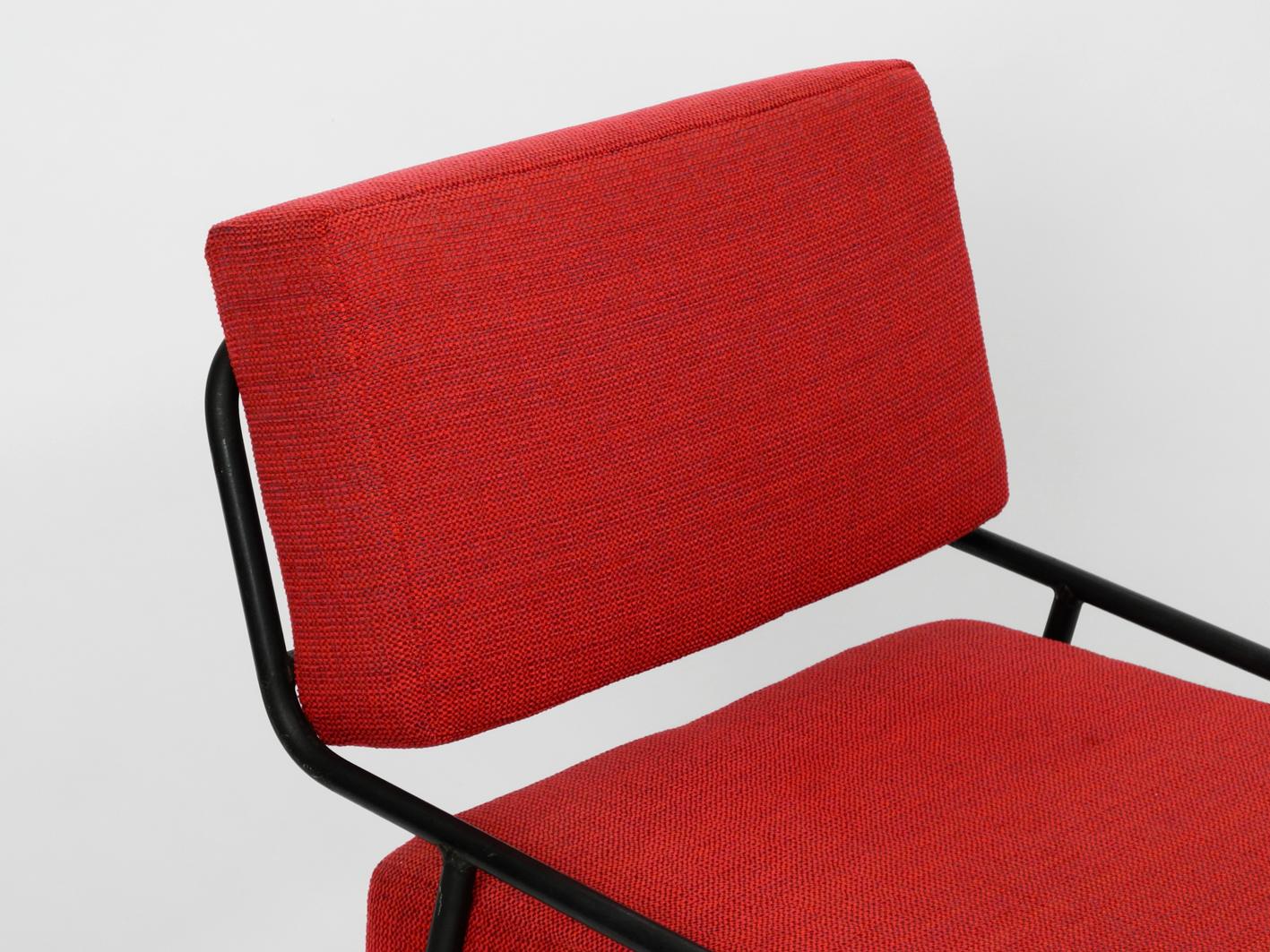 1950s Heavy Black Metal Chair Reupholstered Made in Czech Republic at ...