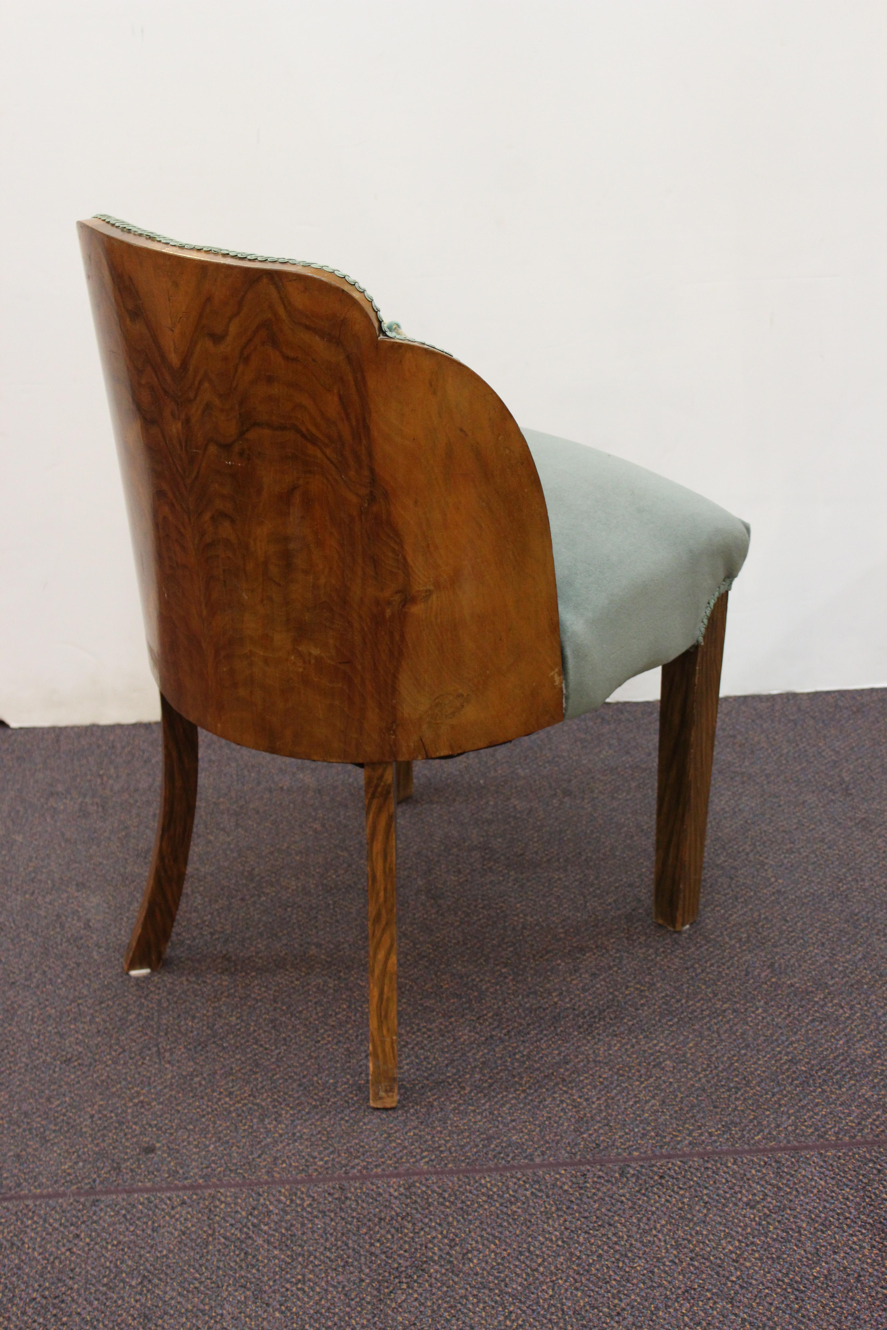French Art Deco Rosewood Tub-Shaped Upholstered Chairs at 1stDibs