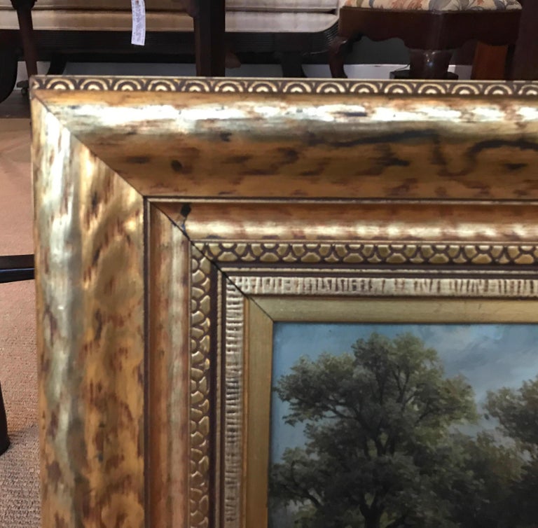 Antique Oil Painting on Board Artist SIgned Original Frame For Sale at 1stDibs