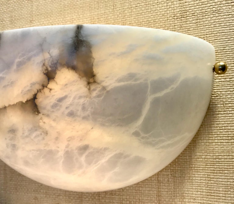 Two Pairs of Alabaster Quarter Sphere Wall Sconces by Lightolier at 1stDibs