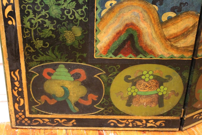 Stuart Travis Art Deco Painted Asian Style Folding Screen with Bird ...