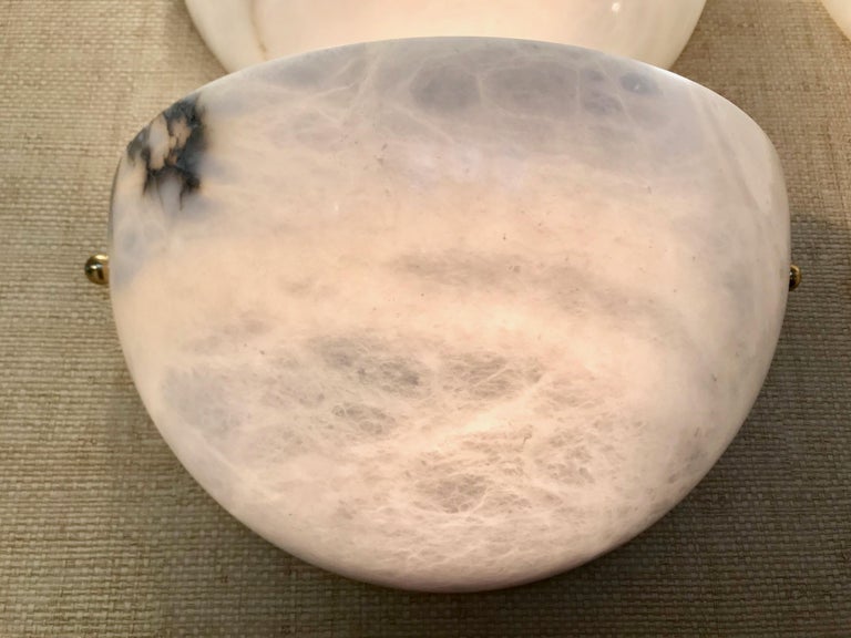 Two Pairs of Alabaster Quarter Sphere Wall Sconces by Lightolier at 1stDibs