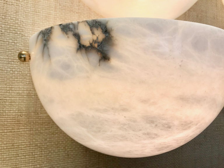Two Pairs of Alabaster Quarter Sphere Wall Sconces by Lightolier at 1stDibs
