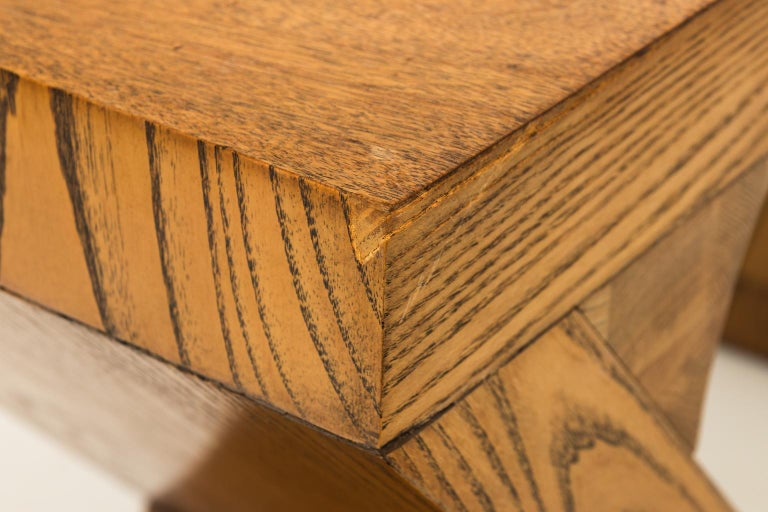 Mid-Century Modern Oak Console on a Z-Shaped Base, circa 1960s at 1stDibs