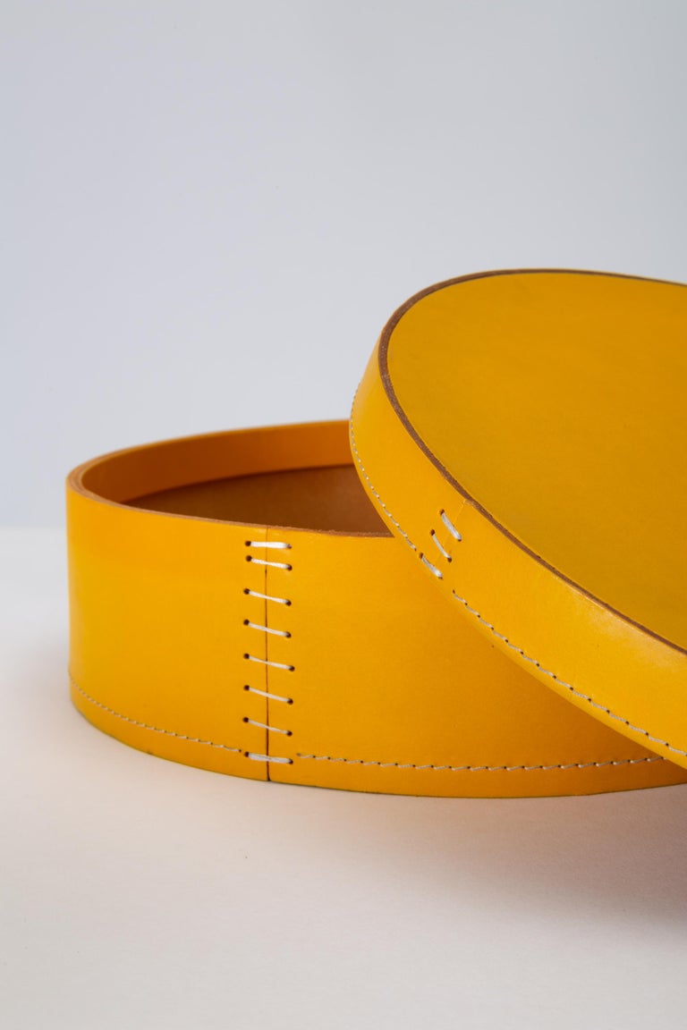 Round Leather Nesting Boxes by Arte Cuoio and Triangolo at 1stDibs