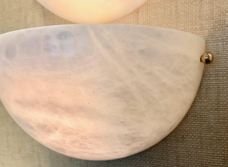 Two Pairs of Alabaster Quarter Sphere Wall Sconces by Lightolier at 1stDibs