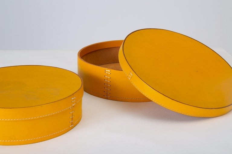 Round Leather Nesting Boxes by Arte Cuoio and Triangolo at 1stDibs
