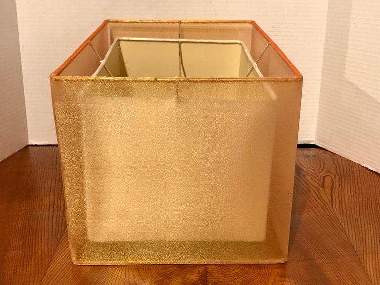 Pair of Cityscape Citrine Lucite Lamps with Custom Shades For Sale at ...