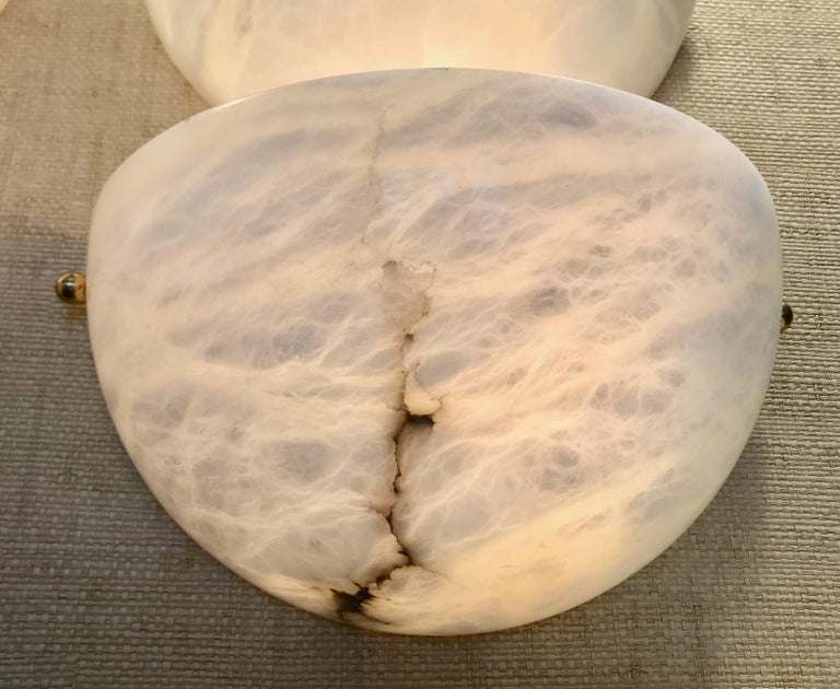 Two Pairs of Alabaster Quarter Sphere Wall Sconces by Lightolier at 1stDibs