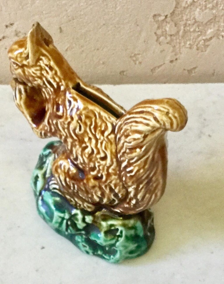 Majolica Squirrel Money Bank Onnaing, circa 1900 For Sale at 1stDibs