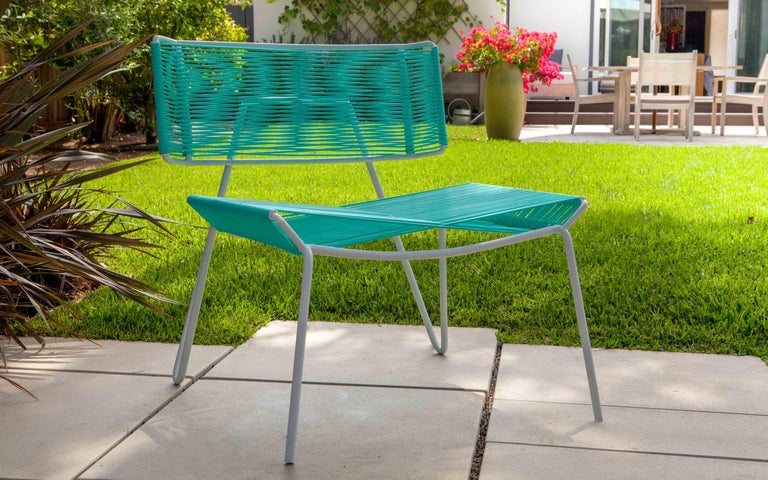 Handmade Midcentury Style Outdoor Patio Chair, White and Mint, In Stock ...