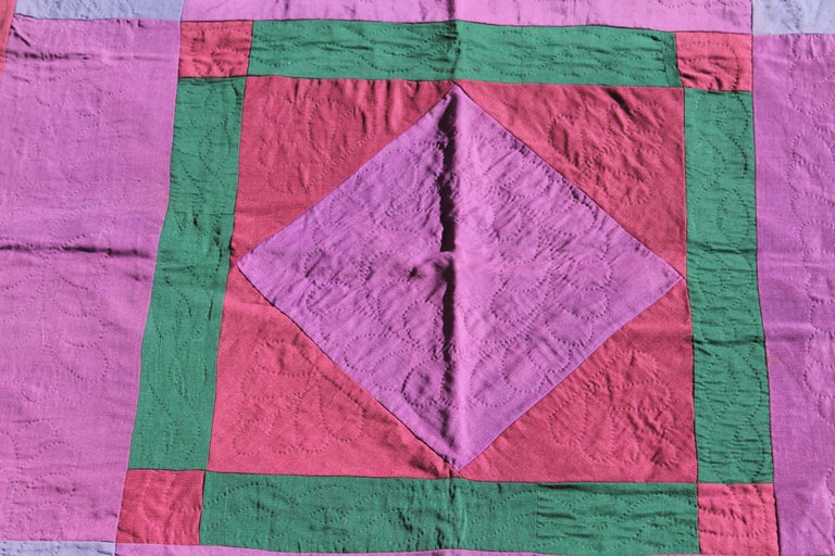 Amish Diamond in a Square Wool Crib Quilt at 1stDibs