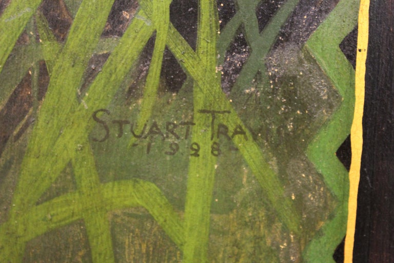 Stuart Travis Art Deco Painted Asian Style Folding Screen with Bird ...