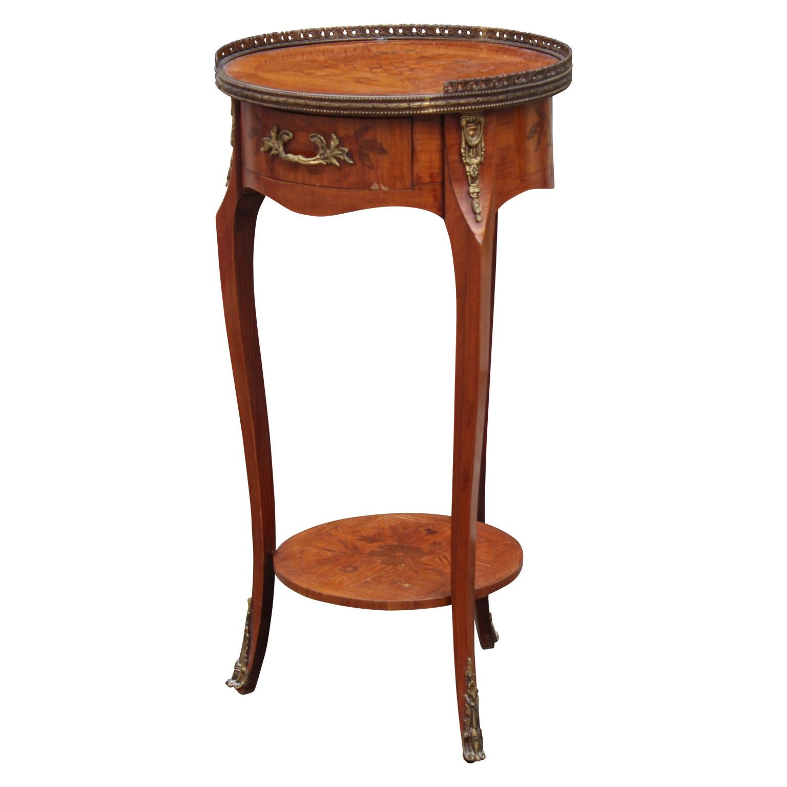 Wood Italian Side Table with Inlaid Marquetry Bronze Ormolu at 1stDibs ...