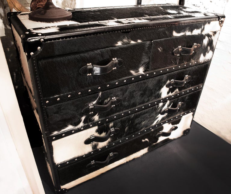 Wild Black and White Cowhide High Chest For Sale at 1stDibs